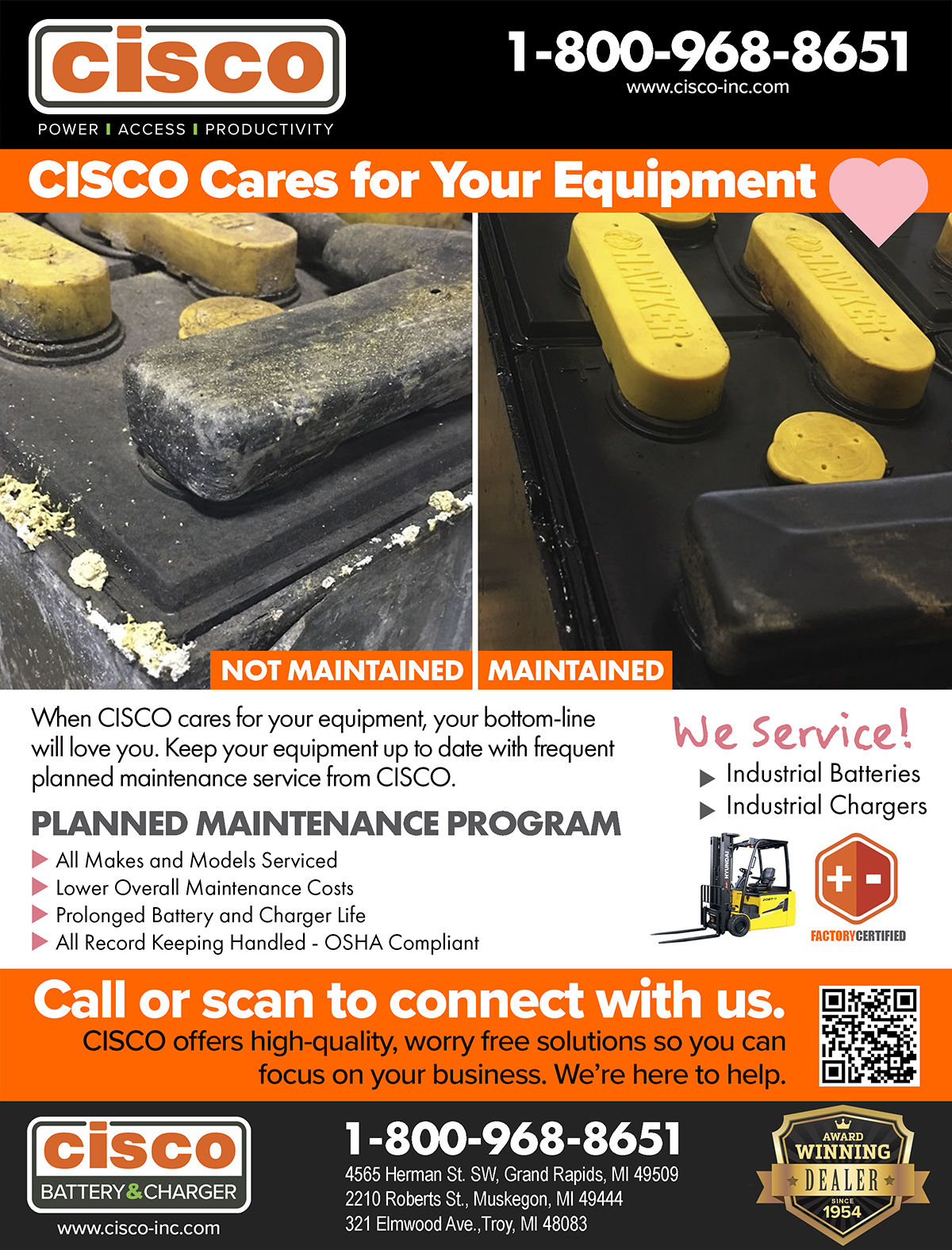 When Cisco Cares for Your Battery and Charger Equipment